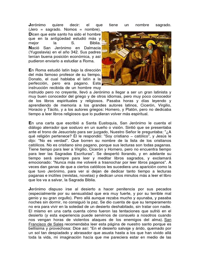 Biografía de San Jerónimo y su legado | PDF | Jerome | Biblia