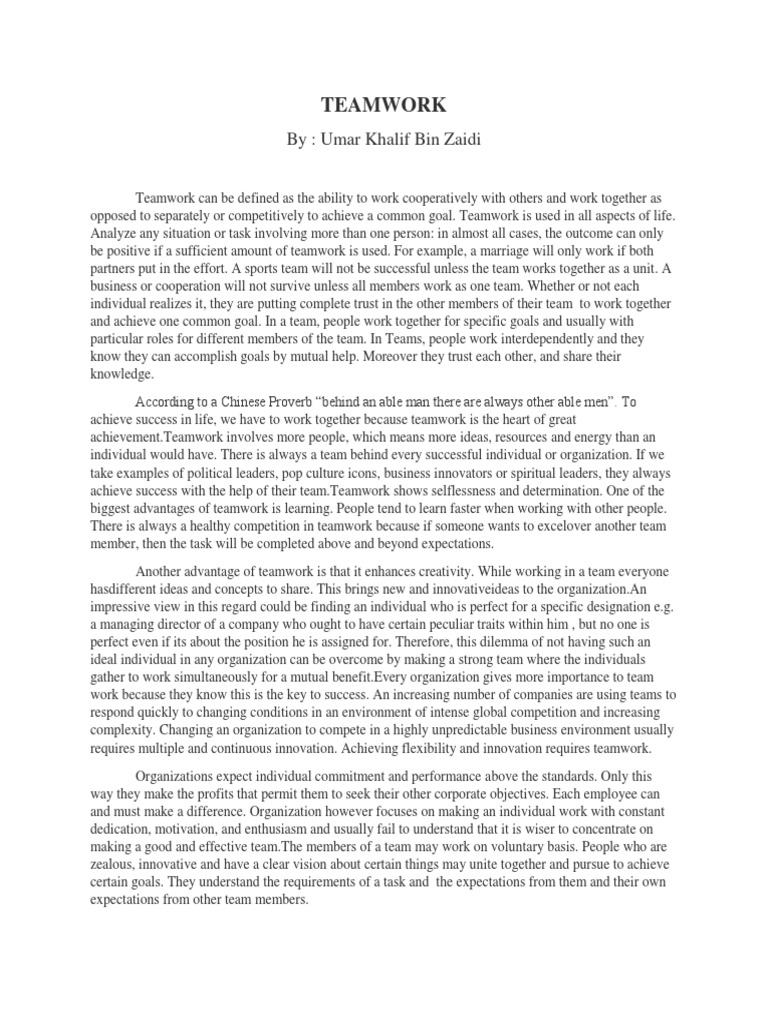 Teamwork | PDF | Employment | Motivation