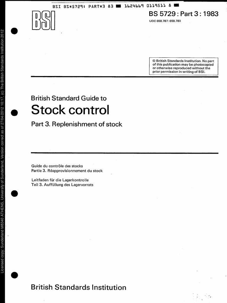BS 5729 Stock Control | PDF | International Electrotechnical Commission ...