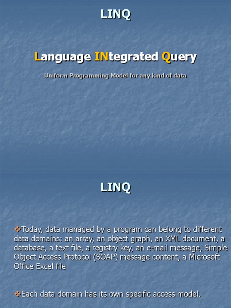 Anguage Tegrated Uery: L IN Q | PDF | Language Integrated Query | Software Engineering