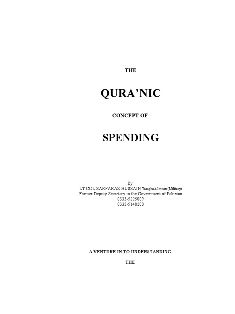 Anfaq or Spending Explained From The Qur'an. | PDF | Quran | Islam