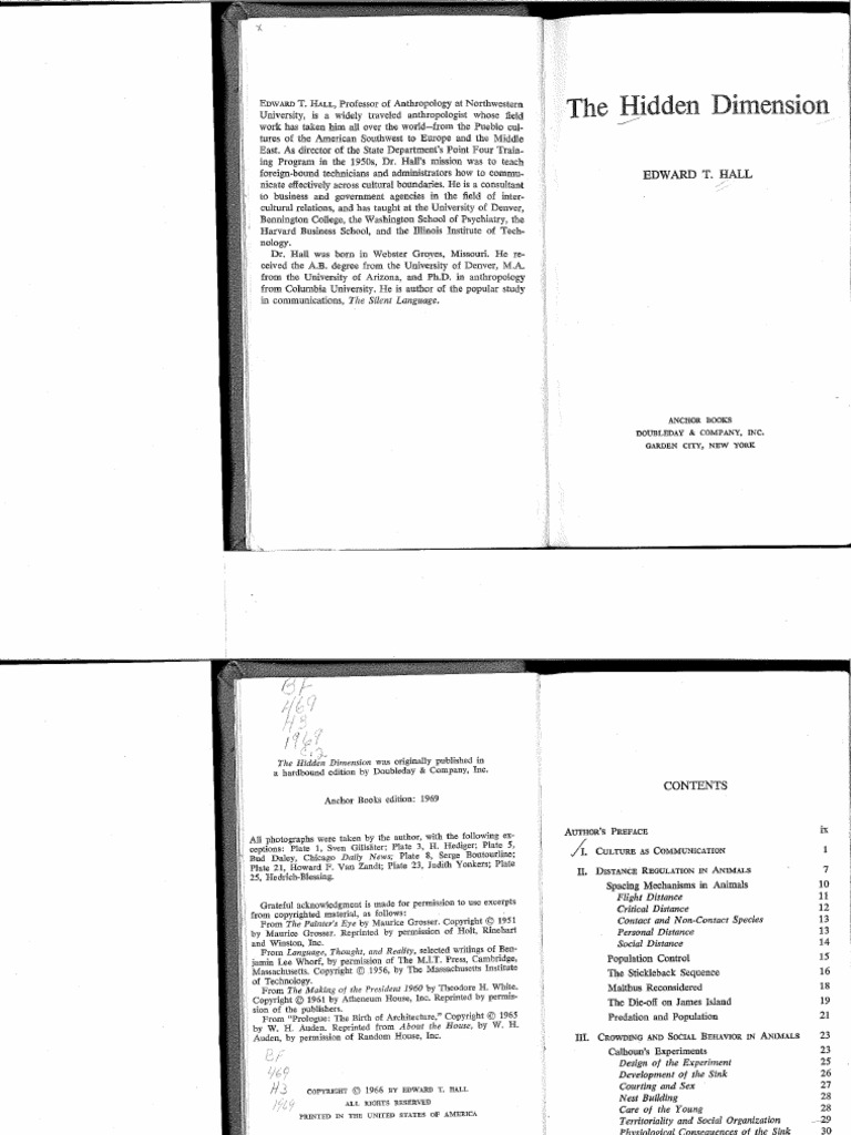 The Hidden Dimension by Edward T Hall 1969