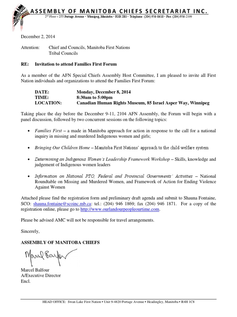 Invitation To First Nations: Families First Forum | PDF | First Nations ...