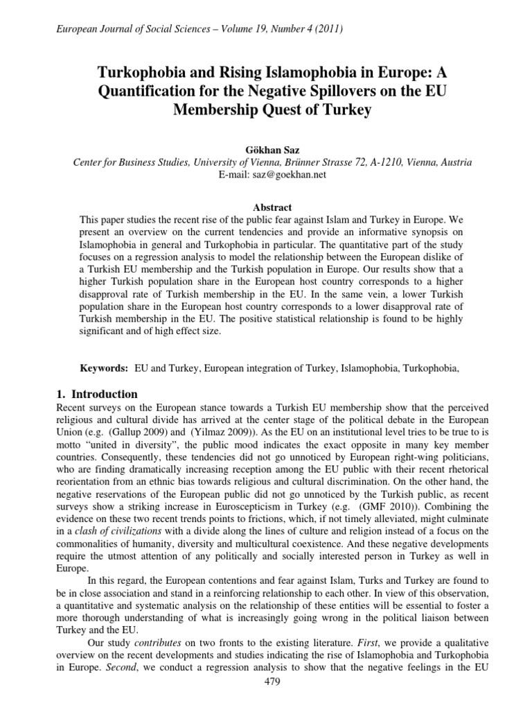 Turkophobia and Rising Islamophobia in Europe | PDF | Enlargement Of ...