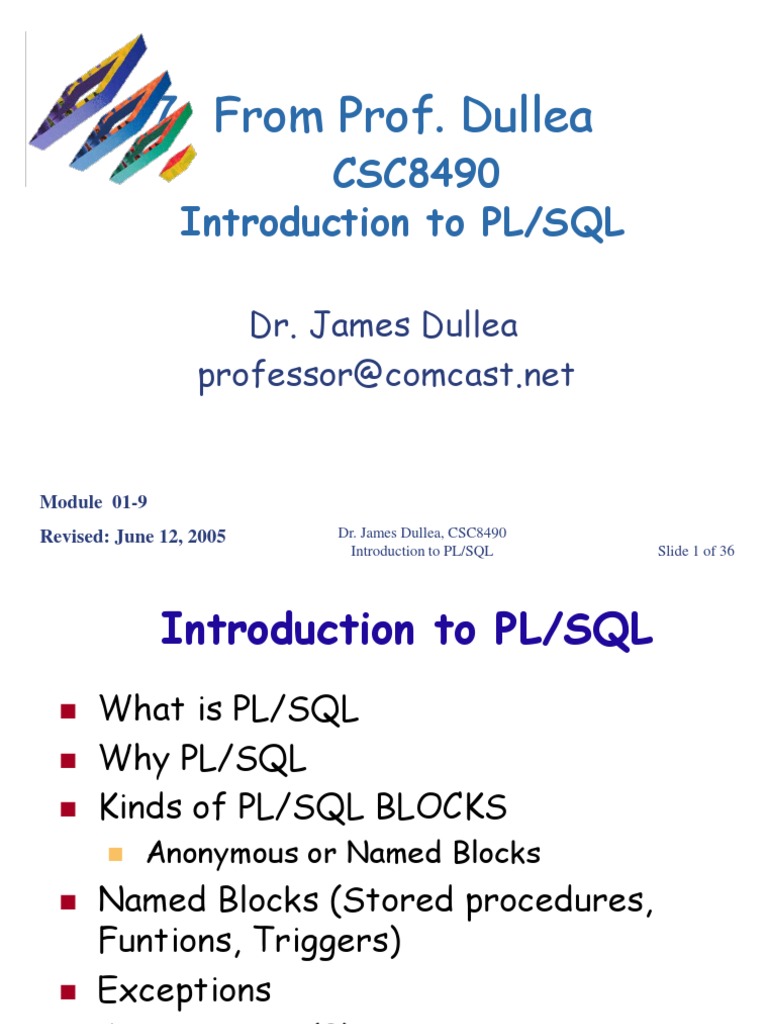 7 From Prof. Dullea: CSC8490 Introduction To PL/SQL | PDF | Pl/Sql | Sql