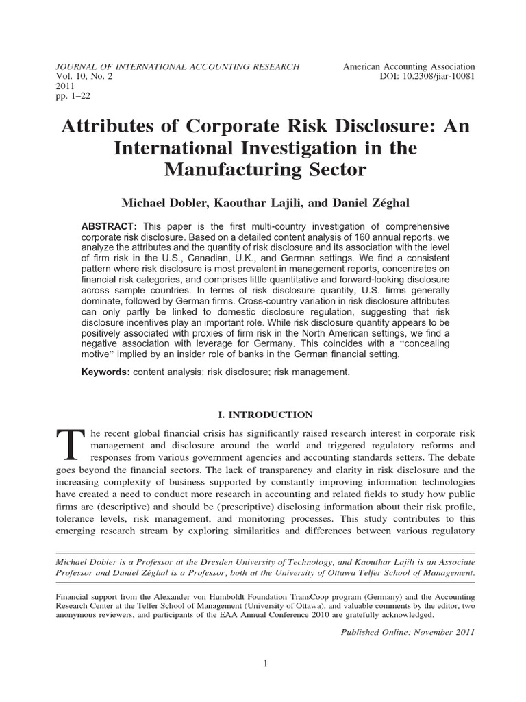 Corporate Risk Disclosure | PDF | International Financial Reporting ...