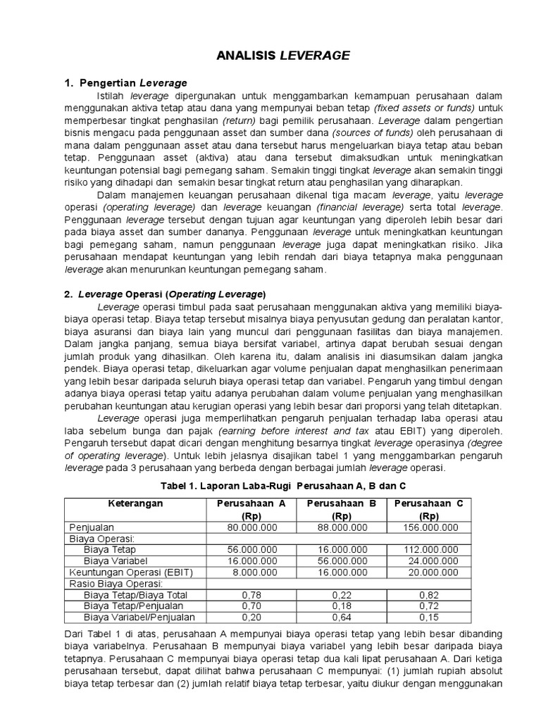 Analisis Leverage | PDF