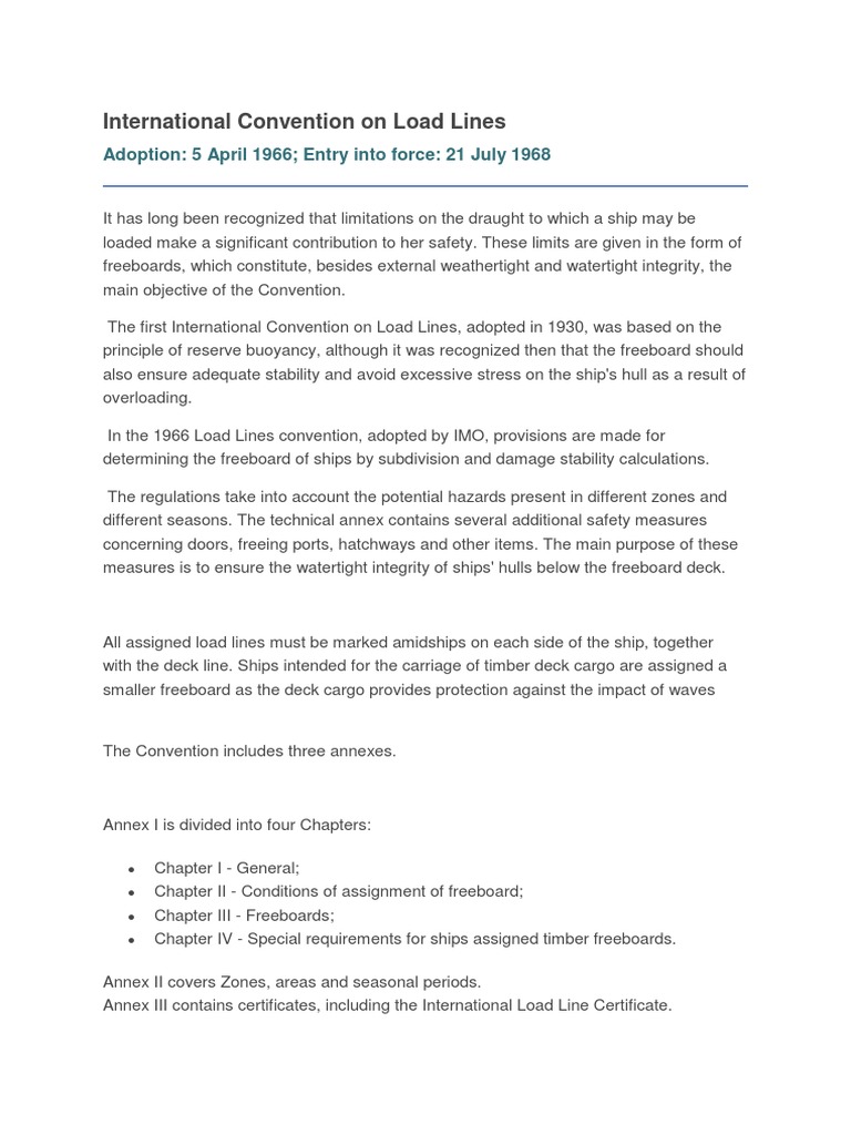International Convention on Load Lines | Oil Tanker | Ships