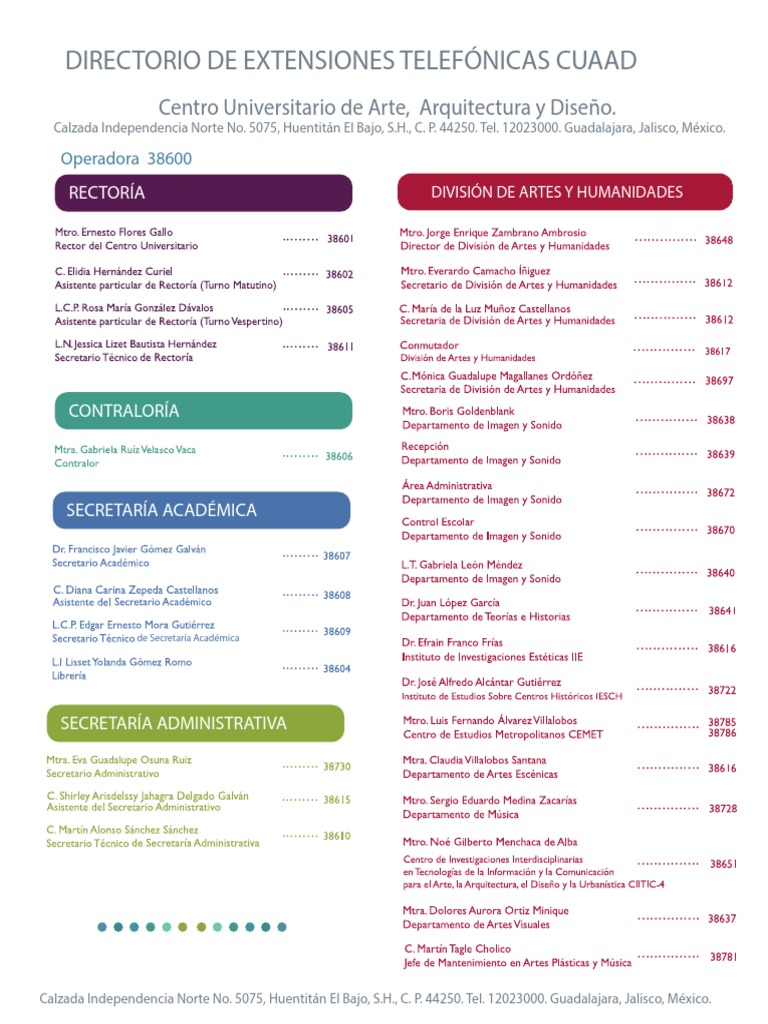 Directorio de Extensiones CUAAD Guadalajara | PDF