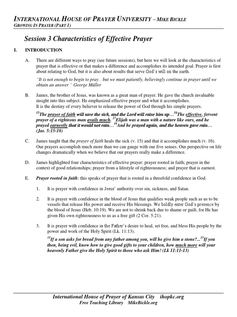 Characteristics of Effective Prayer | PDF | Prayer | Elijah
