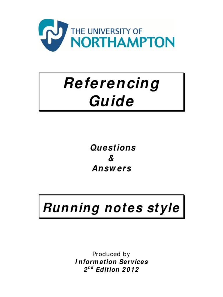 Referencing Guide: Running Notes Style | PDF | Citation | Plagiarism
