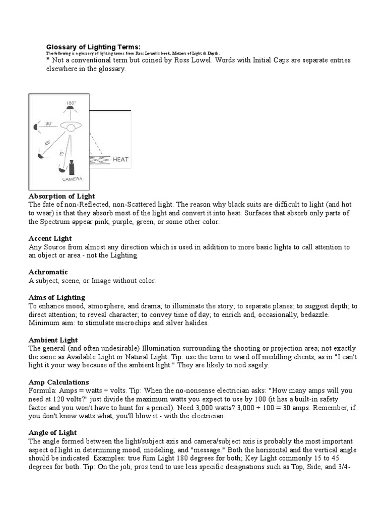 Glossary of Lighting Terms | PDF | Film Speed | Color