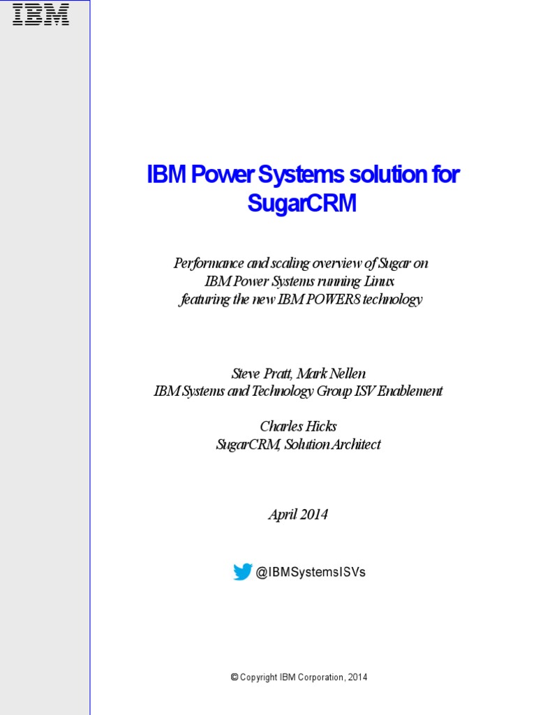 03 P8 IBM Power Systems For SugarCRM 18april FINAL | PDF | Scalability ...