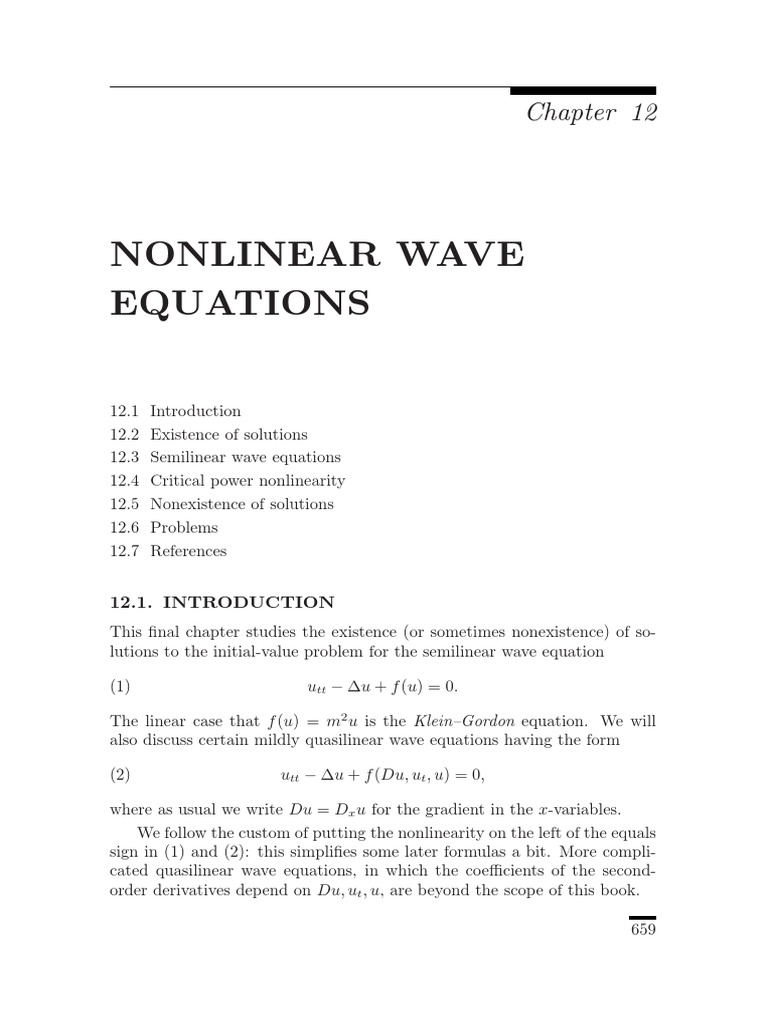 Non Linear Wave Equations Pdf Wave Equation Differential Equations