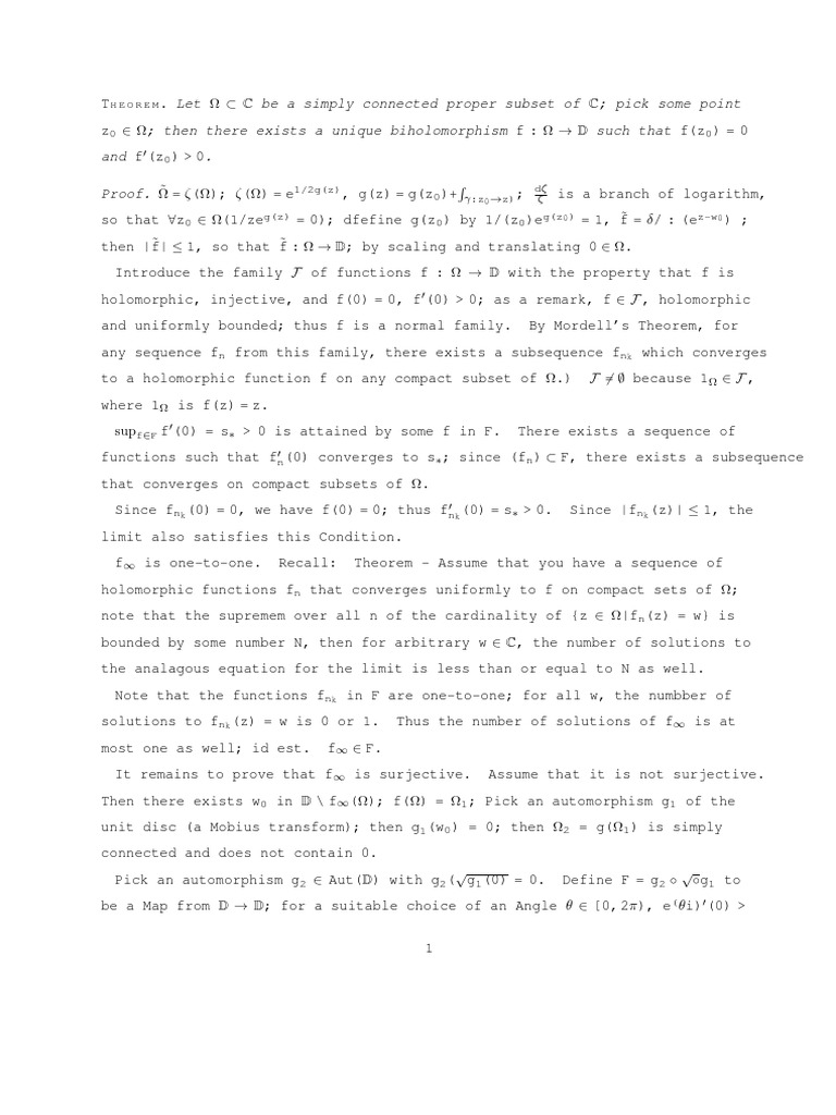 Complex Analysis - Picard's Theorem | Download Free PDF | Holomorphic Function | Compact Space