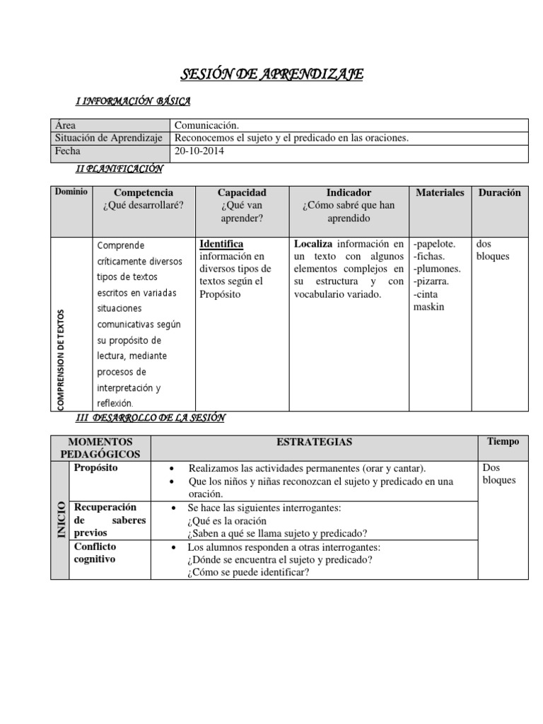 Sujeto y Predicado | PDF | Asunto (gramática) | Predicado (Gramática)