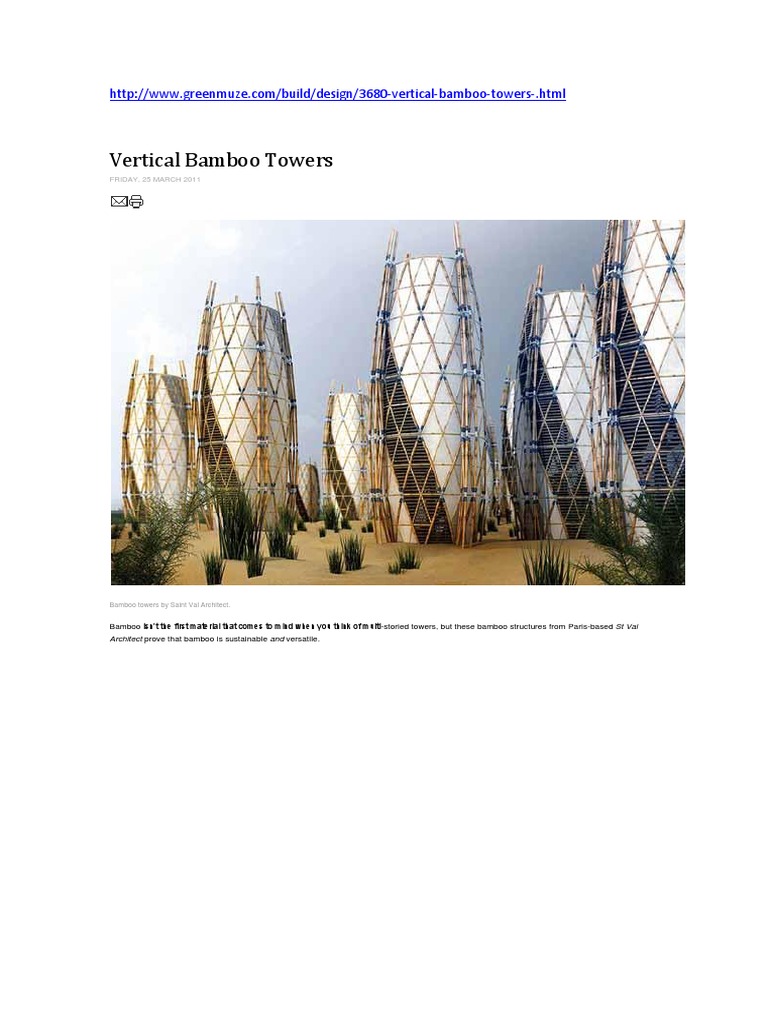 Sustainable Vertical Bamboo Towers Design | PDF