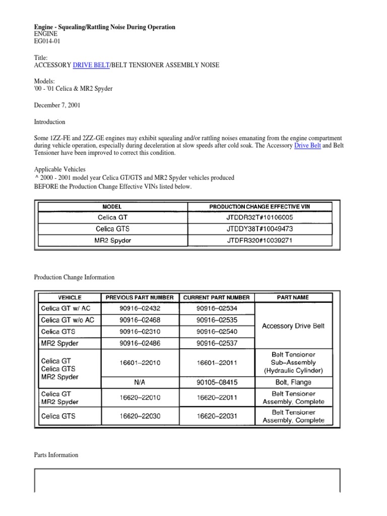 TSB Belt Tensioner | PDF | Belt (Mechanical) | Screw