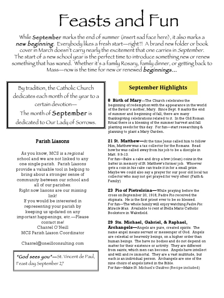 September 2011 Feasts & Fun | PDF | Religion & Spirituality