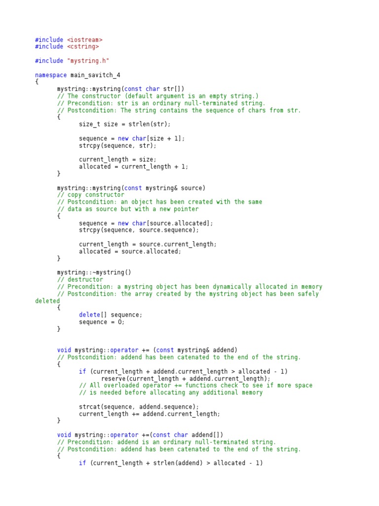 Mystringh Include Include Include Namespace Const Char Pdf Constructor Object