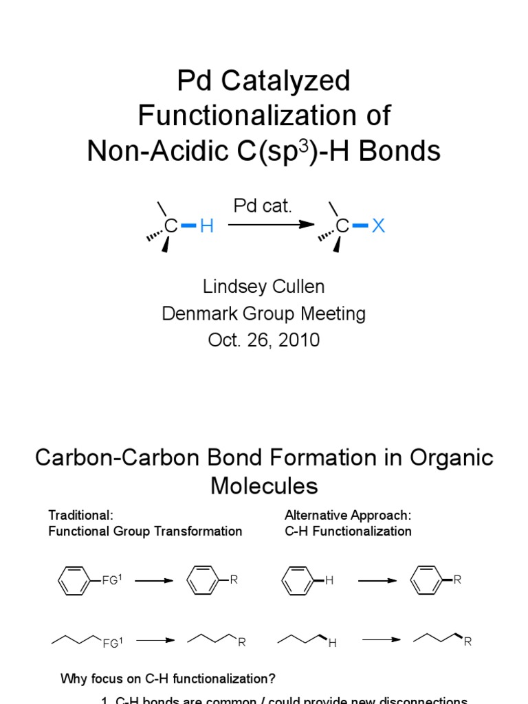 Pd Catalyzed functionalization of C-H bonds | Palladium | Catalysis