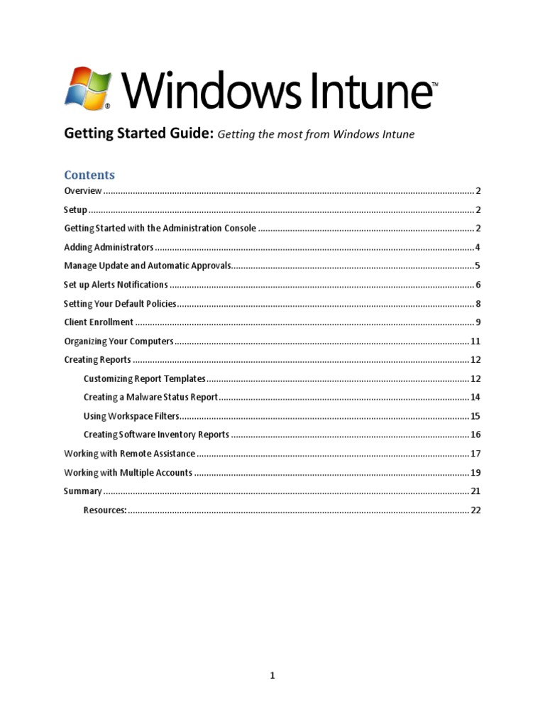 Windows Intune Getting Started Guide | PDF | Group Policy | Microsoft ...