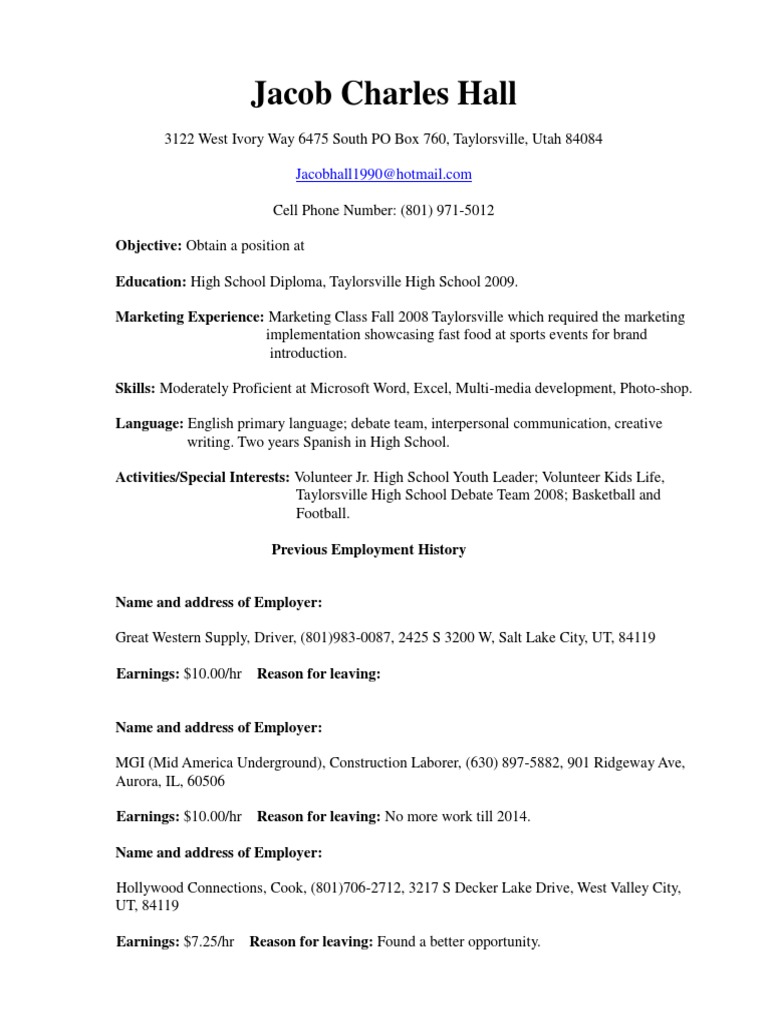 Jake Hall's Resume Overview | PDF