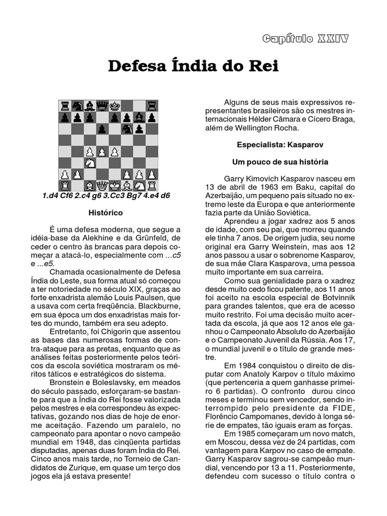 India Rei | PDF | Aberturas (xadrez) | Campeonato Mundial de Xadrez