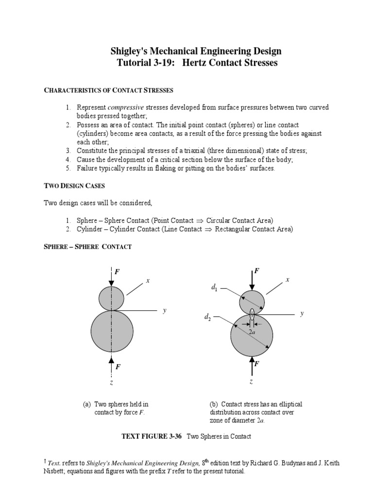Shigley's Mechanical Engineering Design Tutorial 3-19: Hertz Contact ...