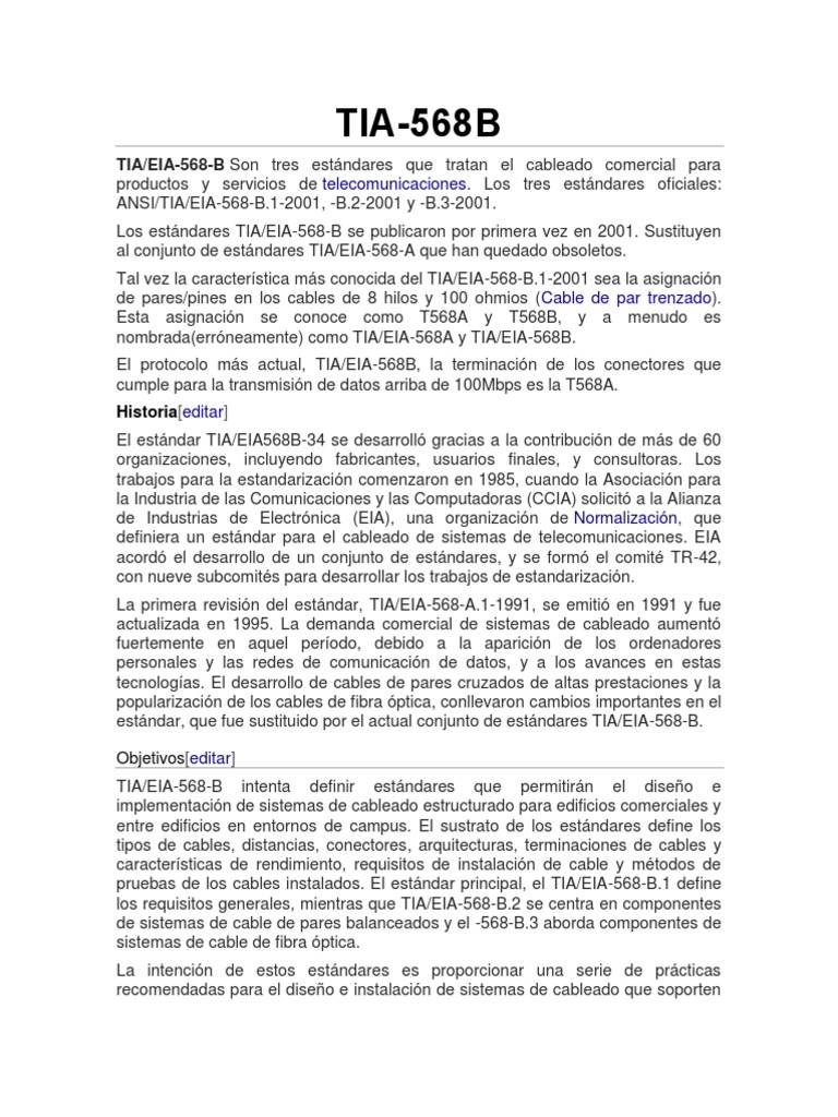 Cable 568 B y 568a | PDF | Componentes eléctricos | Ethernet