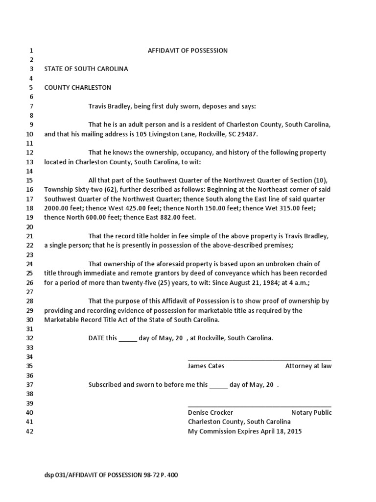Affidavit of Possession | PDF