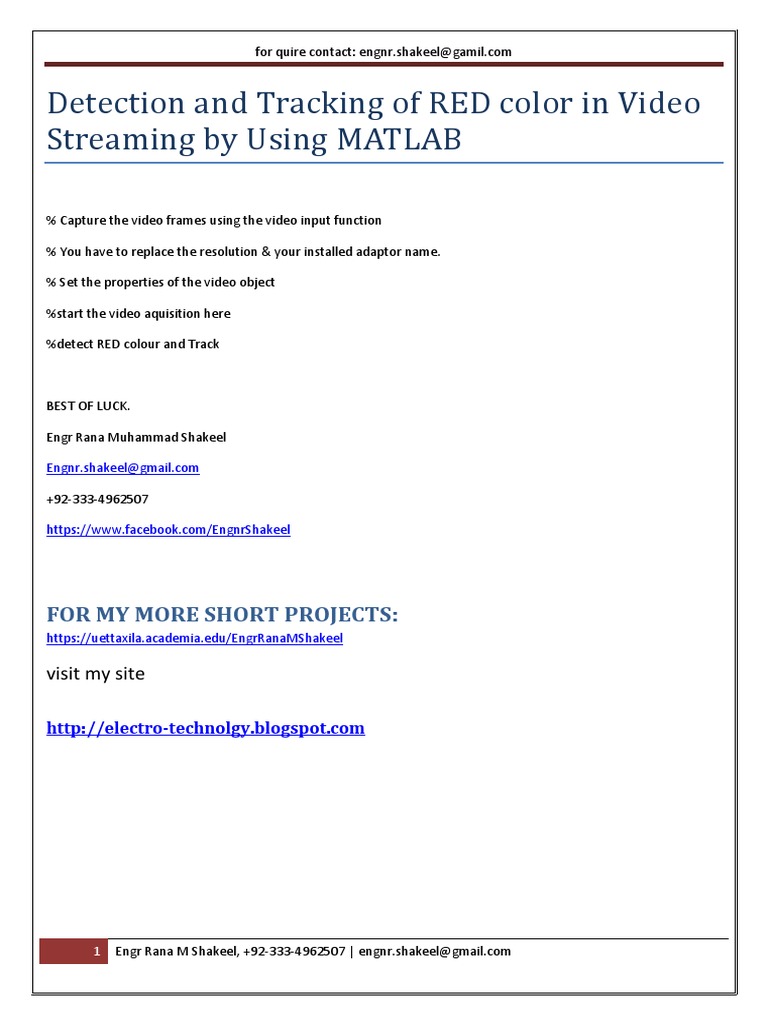 Detection and Tracking of RED Color in Video Streaming by Using MATLAB ...