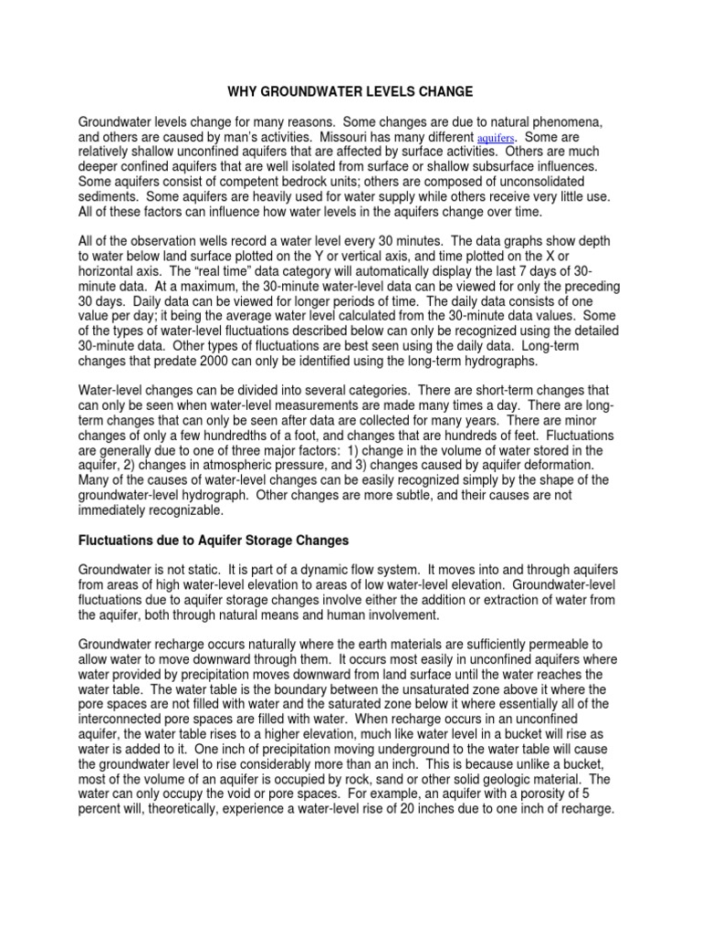 Why Water Levels Change | PDF | Aquifer | Atmospheric Pressure