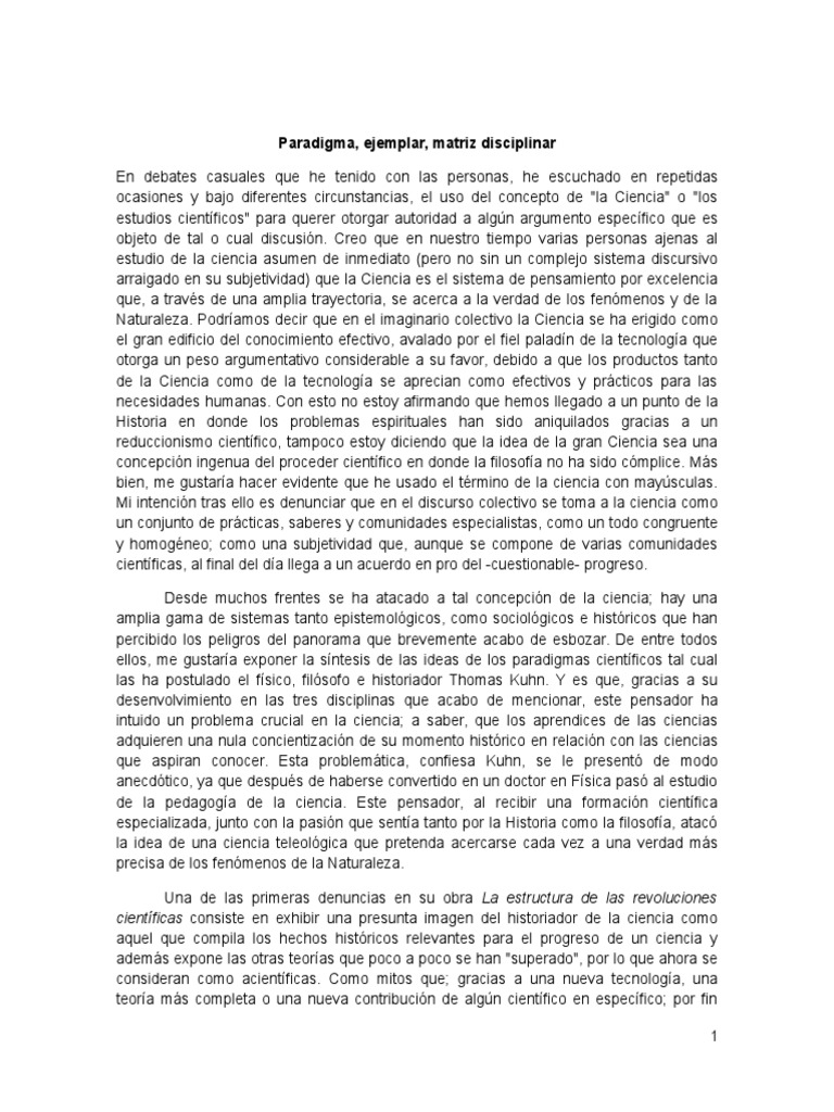 Matriz Disciplinaria y Paradigmas Científicos | PDF | Paradigma | Science
