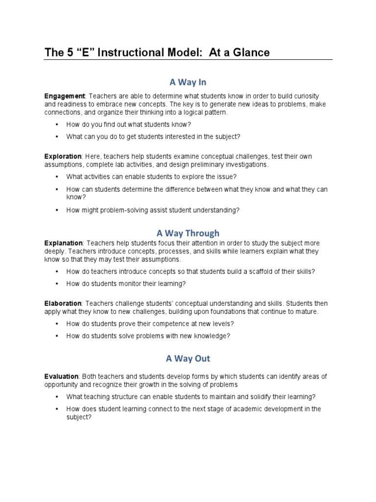 The 5e Instructional Model Pdf