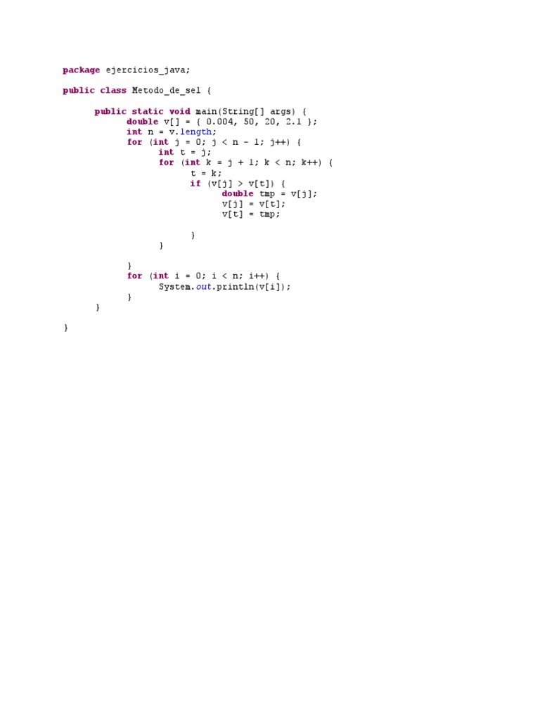 Java Array Sorting Example Code | PDF | Teaching Methods & Materials