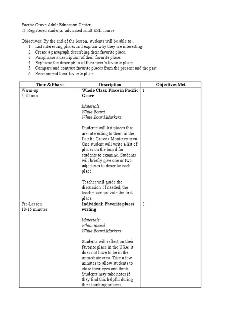 Sample Lesson Plan 1 | PDF | Lesson Plan | Behavior Modification