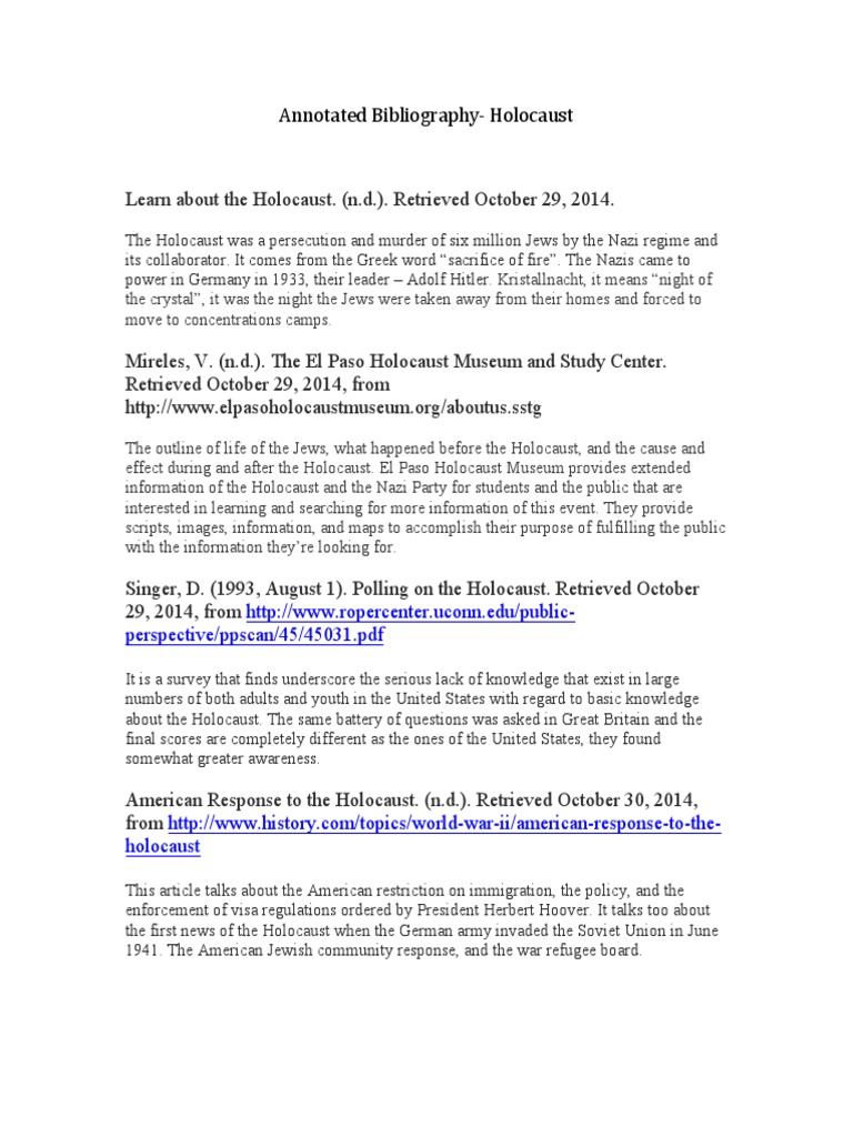 Holocaust Annotated Bibliography | PDF | The Holocaust | Nazi Germany