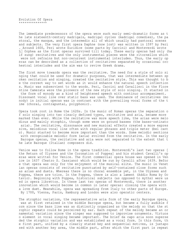 Evolution of Opera | PDF | Aria | Opera