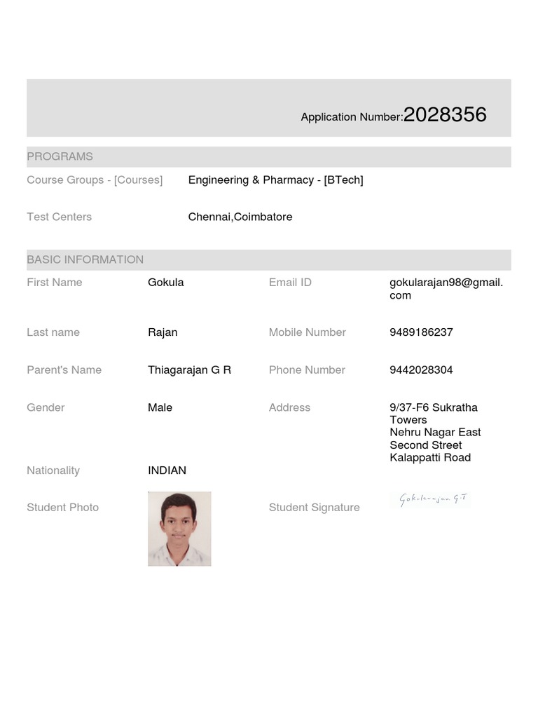 Manipal University Application Form | PDF