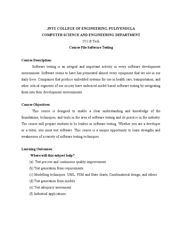 Jntu College of Engineering, Pulivendula Computer Science and ...