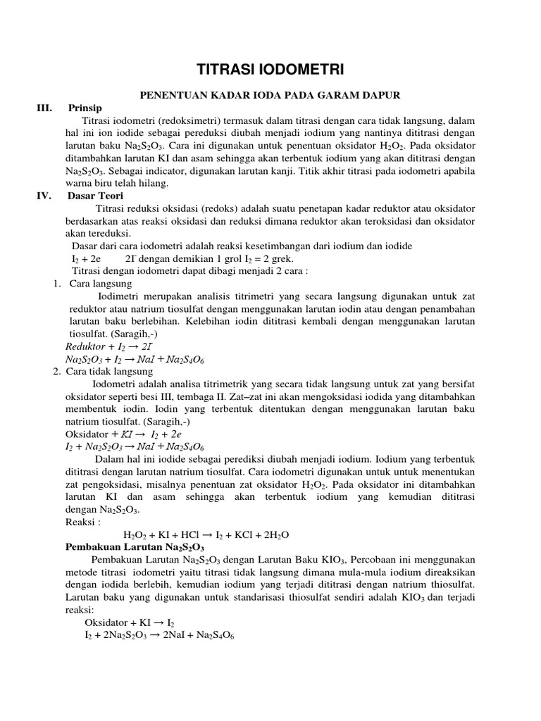 Titrasi Iodometri | PDF