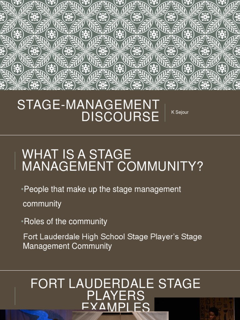 Stage Management Discourse Community | PDF
