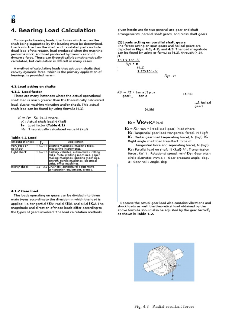 Bearing Load Calculation: - H DP - N - H DP N K | PDF | Gear | Belt ...