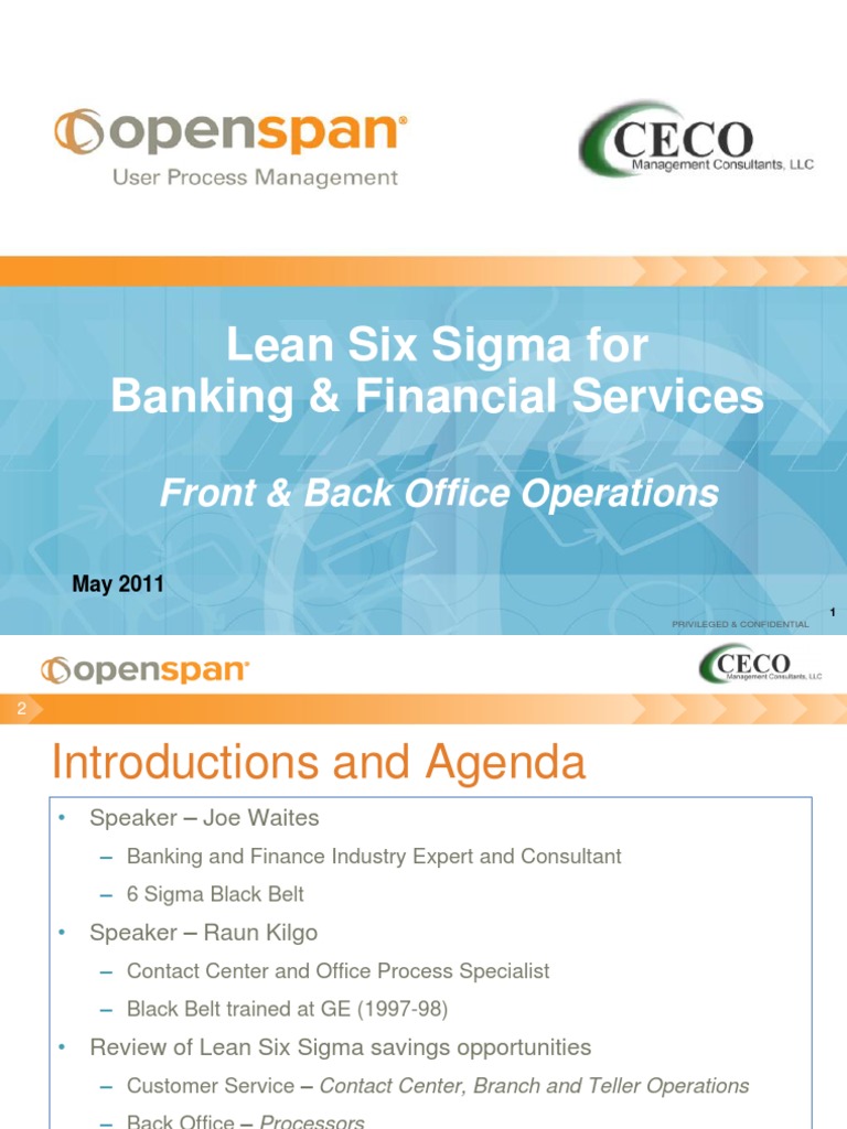 Lean Six Sigma For Banking & Financial Services: Front & Back Office ...