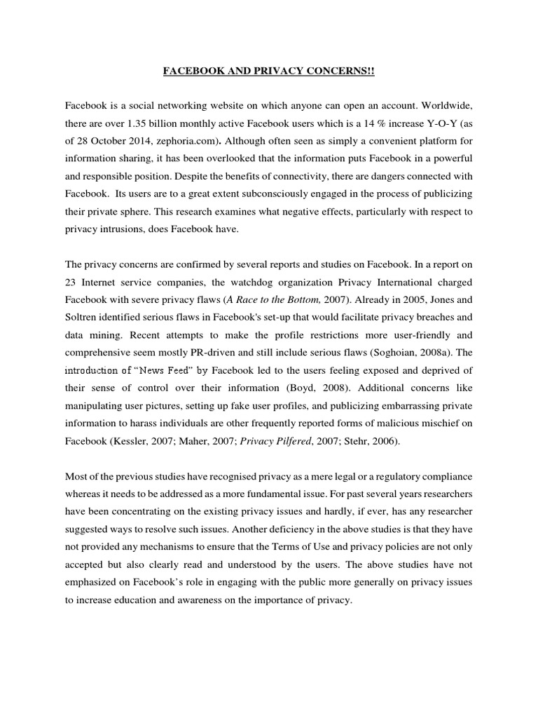 Facebook and Privacy Concerns | PDF | Privacy | Internet Privacy