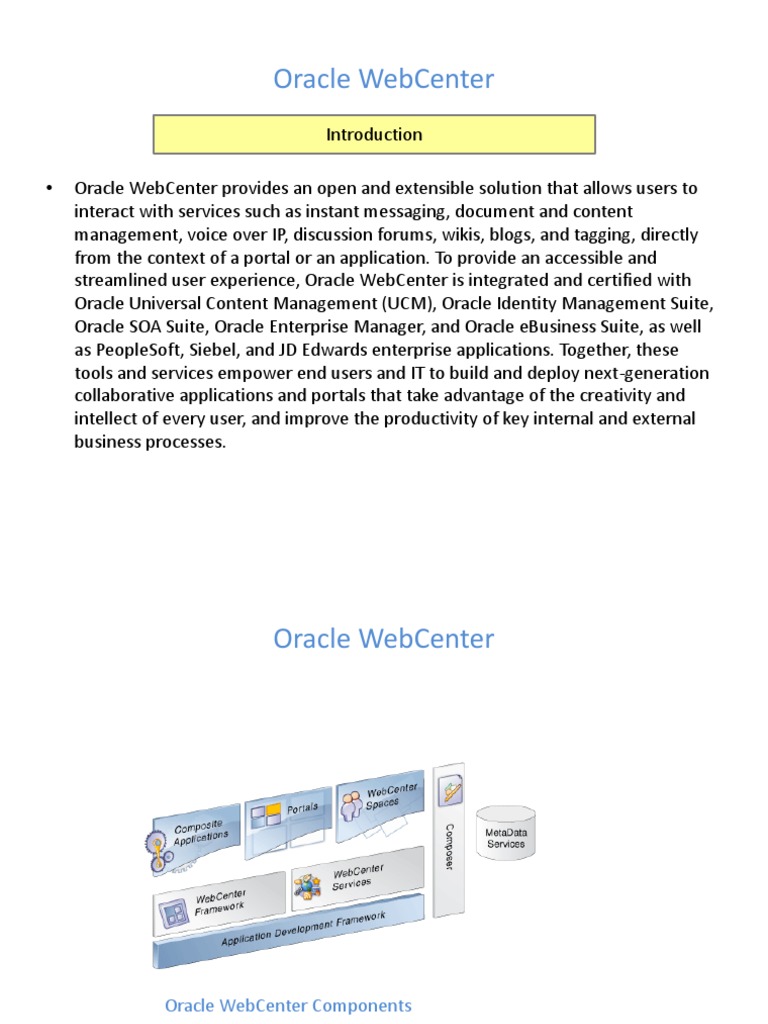 Oracle WebCenter Design Overview | PDF | Internet Forum | Oracle Database