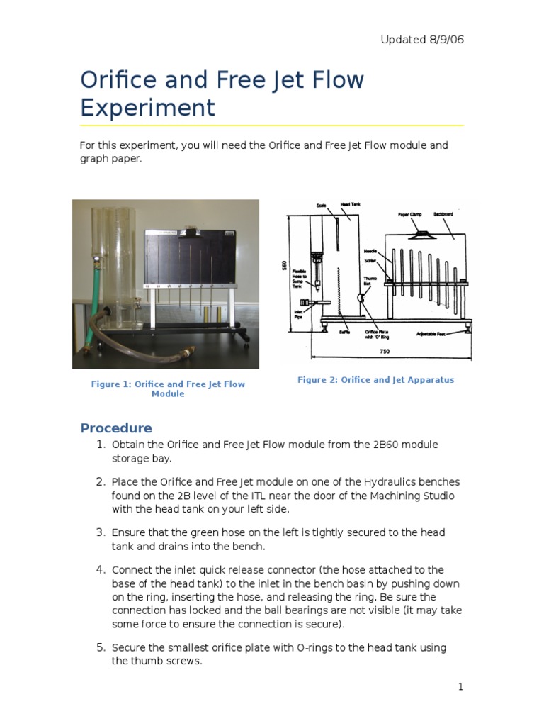 Orifice and Free Jet Flow Experiment | PDF | Gas Technologies ...