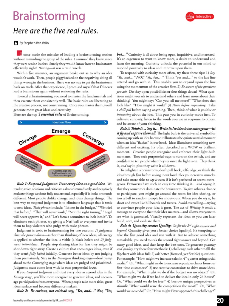 Brainstorming: Here Are The Five Real Rules | PDF | Brainstorming | Zappos