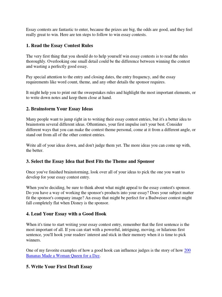 Read The Essay Contest Rules: 200 Bananas Made A Woman Queen For A Day ...